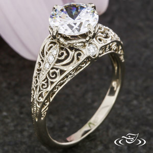 Vintage Look Curly Engagement Ring