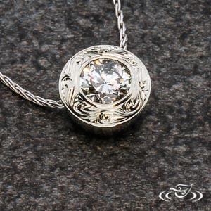 Engraved Diamond Bezel Pendant
