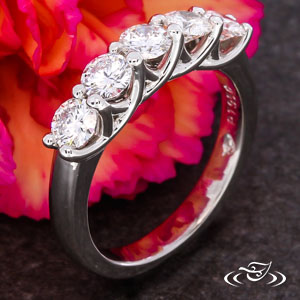 5 Stone Shared Prong Ring