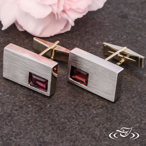Custom Platinum And Garnet Cuff Links