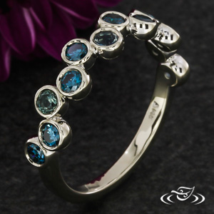 Custom Bezel Set Teal Diamonds & Sapphires