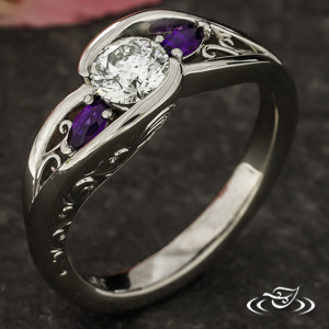 Wrap Style Three Stone Engagement Ring