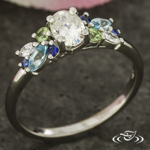 Colorful Cluster Engagement Ring