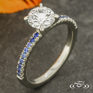 French Set Sapphire Engagement Ring