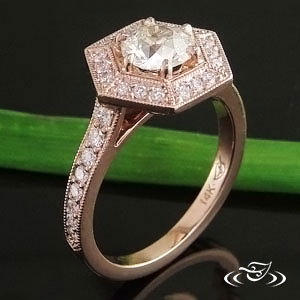 Yellow Gold Hexagonal Engagement Ring