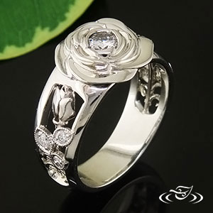 Three Rose Engagement Ring