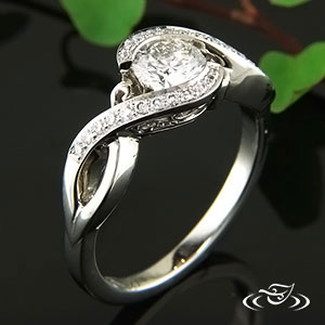 14K White Gold Split Shank Diamond Pave Wrap
