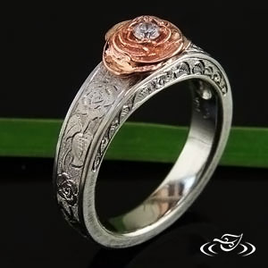 Rose 2-Tone Engraved Ring