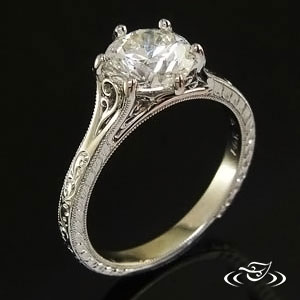 Platinum Antique Split Filigree Ring