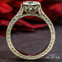 White Gold Wheat Engraved Engagement Ring