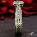 White Gold Wheat Engraved Engagement Ring