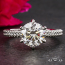 Scallop Fishtail Pave Engagement Ring