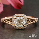 Filigree Rose Gold Cushion Halo Engagement Ring