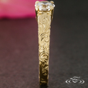 Golden Scroll Engraved Engagement Ring