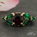 Ruby Rose Engagement Ring With Emerald Leaves