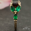 Ruby Rose Engagement Ring With Emerald Leaves