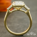 Radiant Three Stone Bezel Set Ring