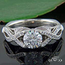 14K White Gold Cross-Over Pave Engagement Ring