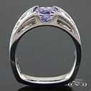 14K White Gold Tension Style Split Filigree Sapphire Ring